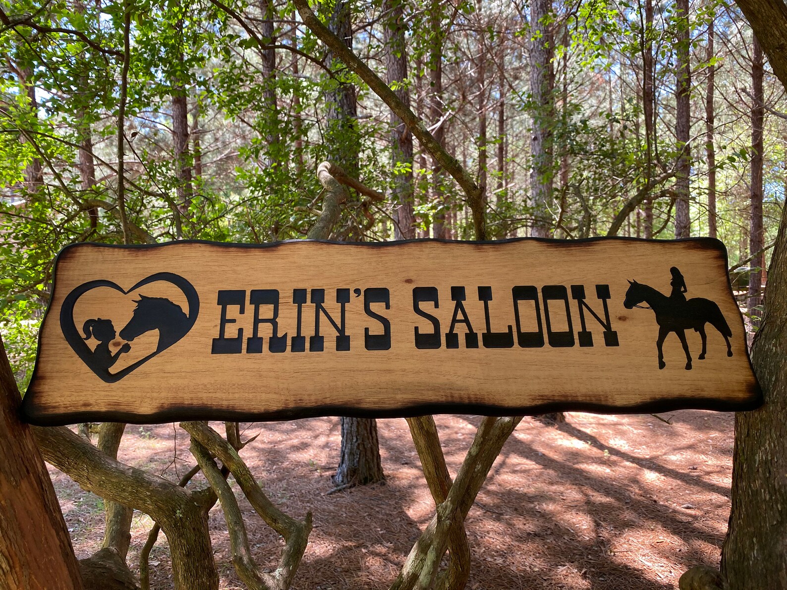 Rustic Wood Ranch Name Sign - Distressed Custom Hanging Western Cowboy ...