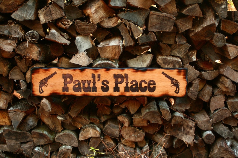 Personalized Western Wood Engraved Sign Pistol Custom Wall - Etsy