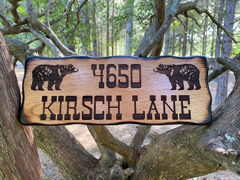 Personalized Bear Wood Outdoor Sign Driveway Address Sign | Etsy