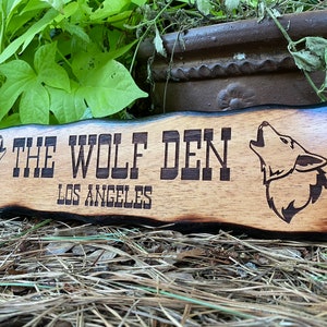 Personalized Wolf Western Address Sign, Engraved Wood Welcome, Rustic ...