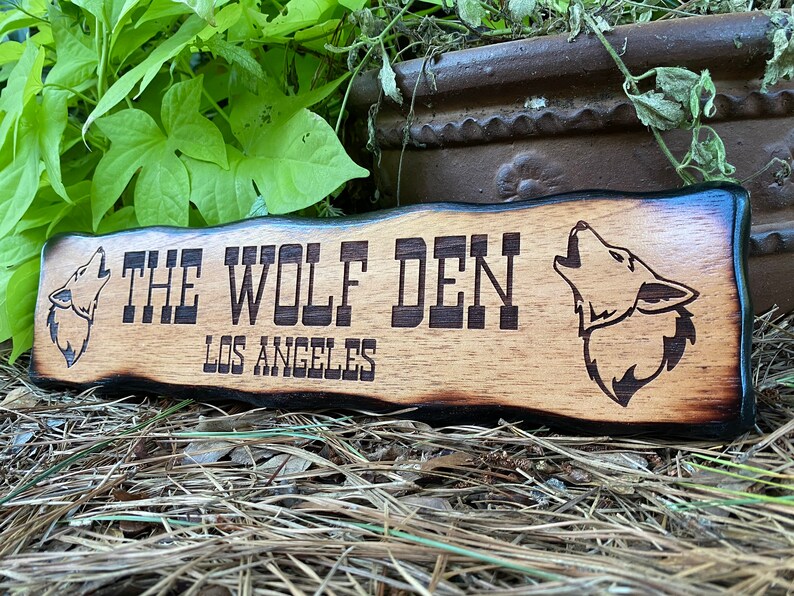Personalized Wolf Western Address Sign Engraved Wood Welcome - Etsy