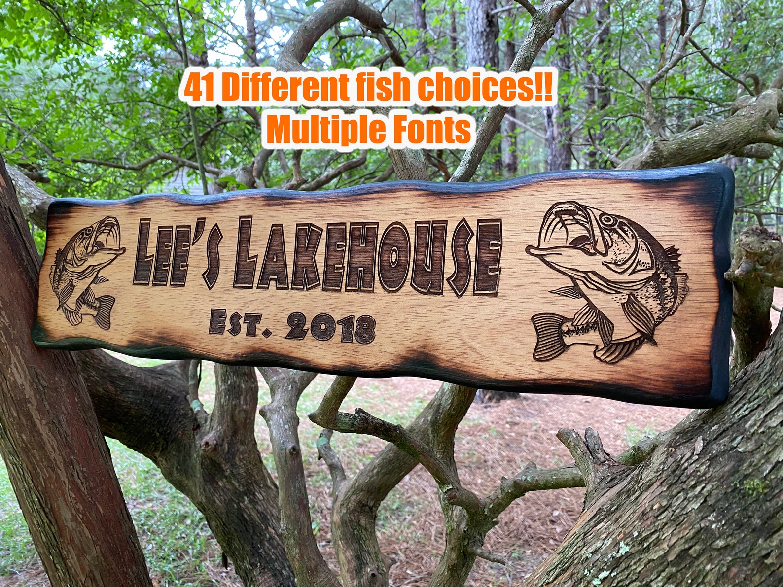 Oversized Lake House Wall Decor Large Fish Wood Sign Custom - Etsy
