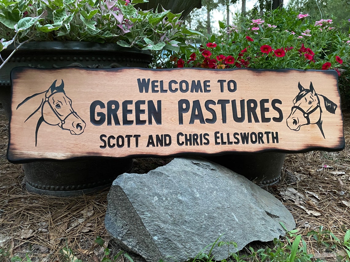 Western Wood Horse Ranch Sign Outdoor Custom Rustic Horse - Etsy