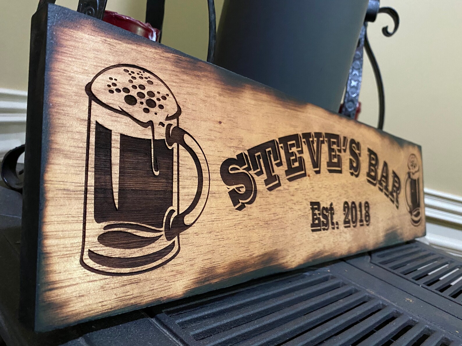Custom Man Cave Rustic Sign, Personalized Beer Bar and Grill, Bar Name ...