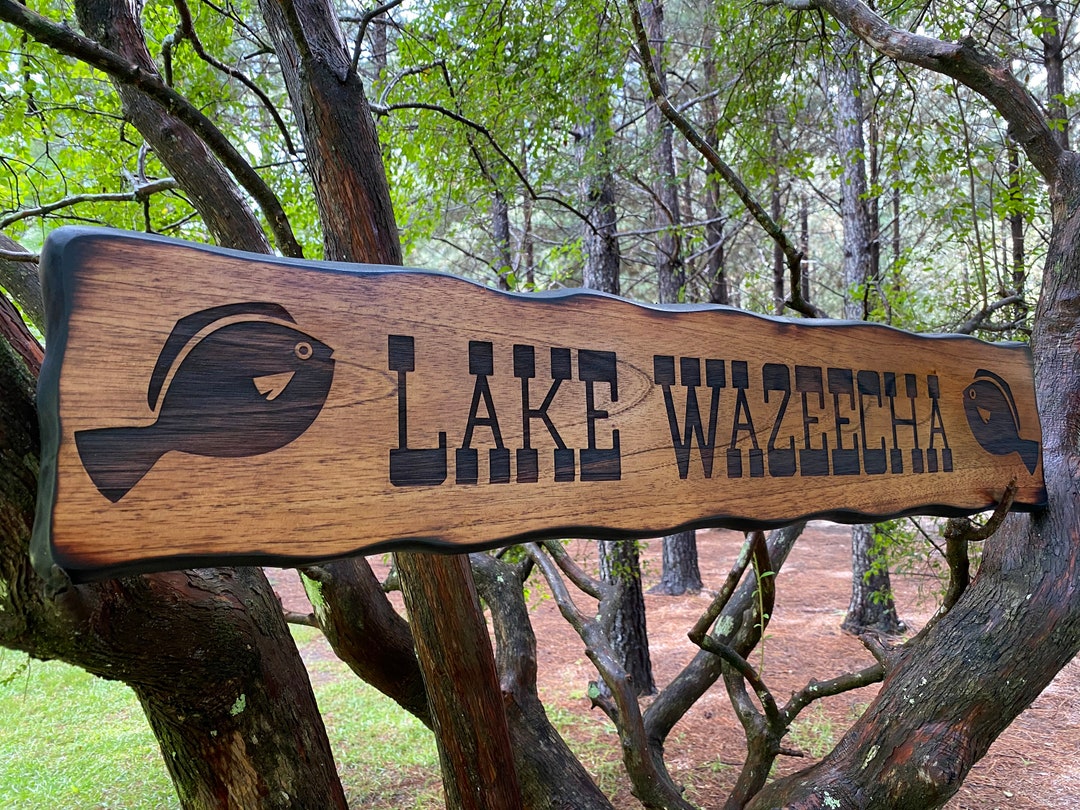 Personalized Wood Outdoor Fish Sign Custom Lake House Fishing - Etsy