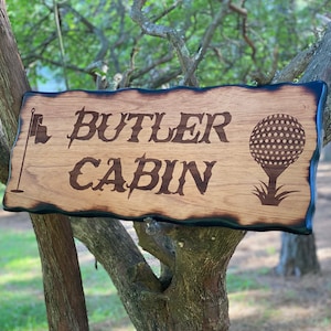 Wood Outdoor Golfing Wood Sign, Personalized Golf Club and Ball Wall ...