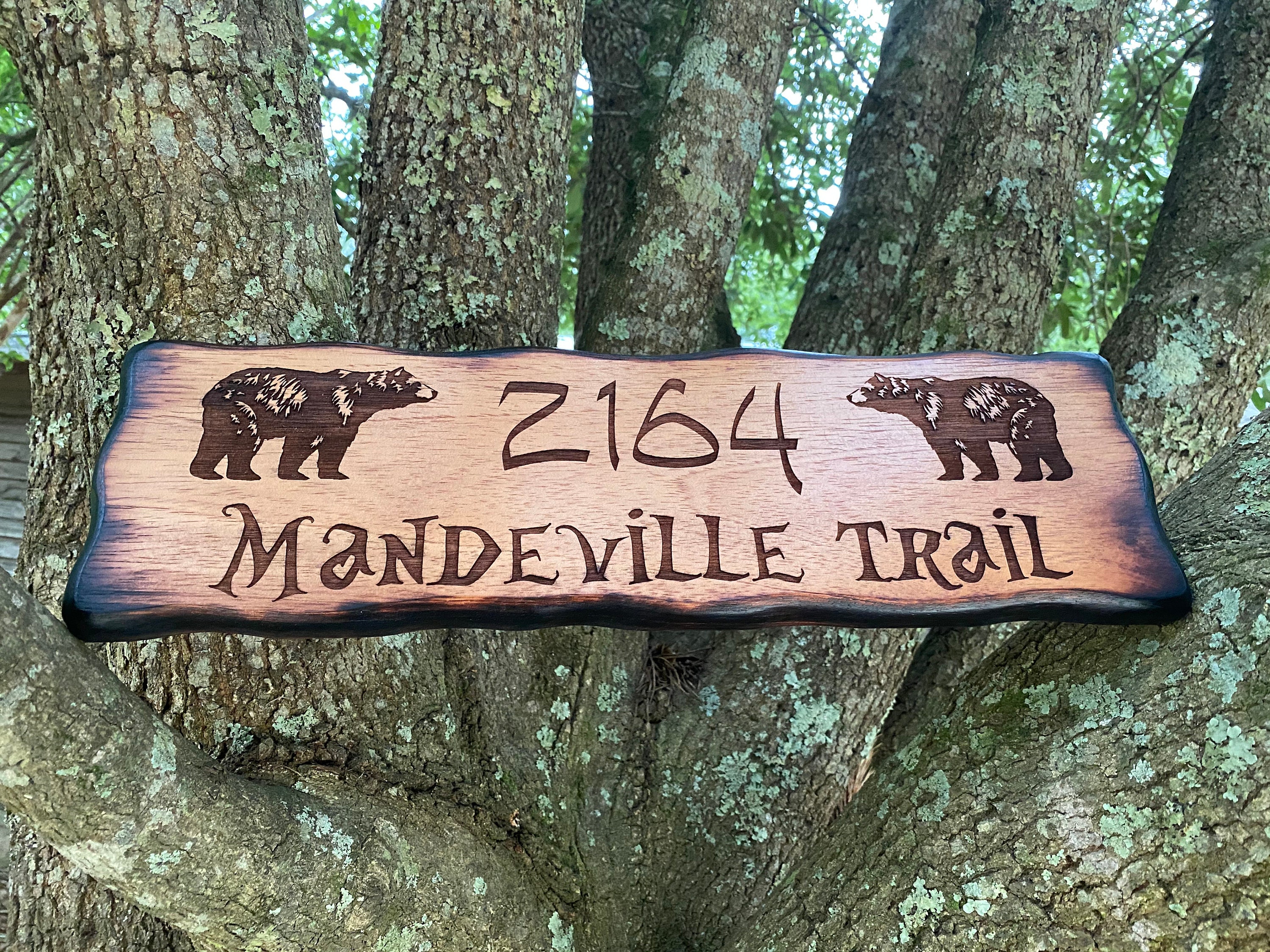 Personalized Bear Wood Outdoor Sign Driveway Address Sign - Etsy