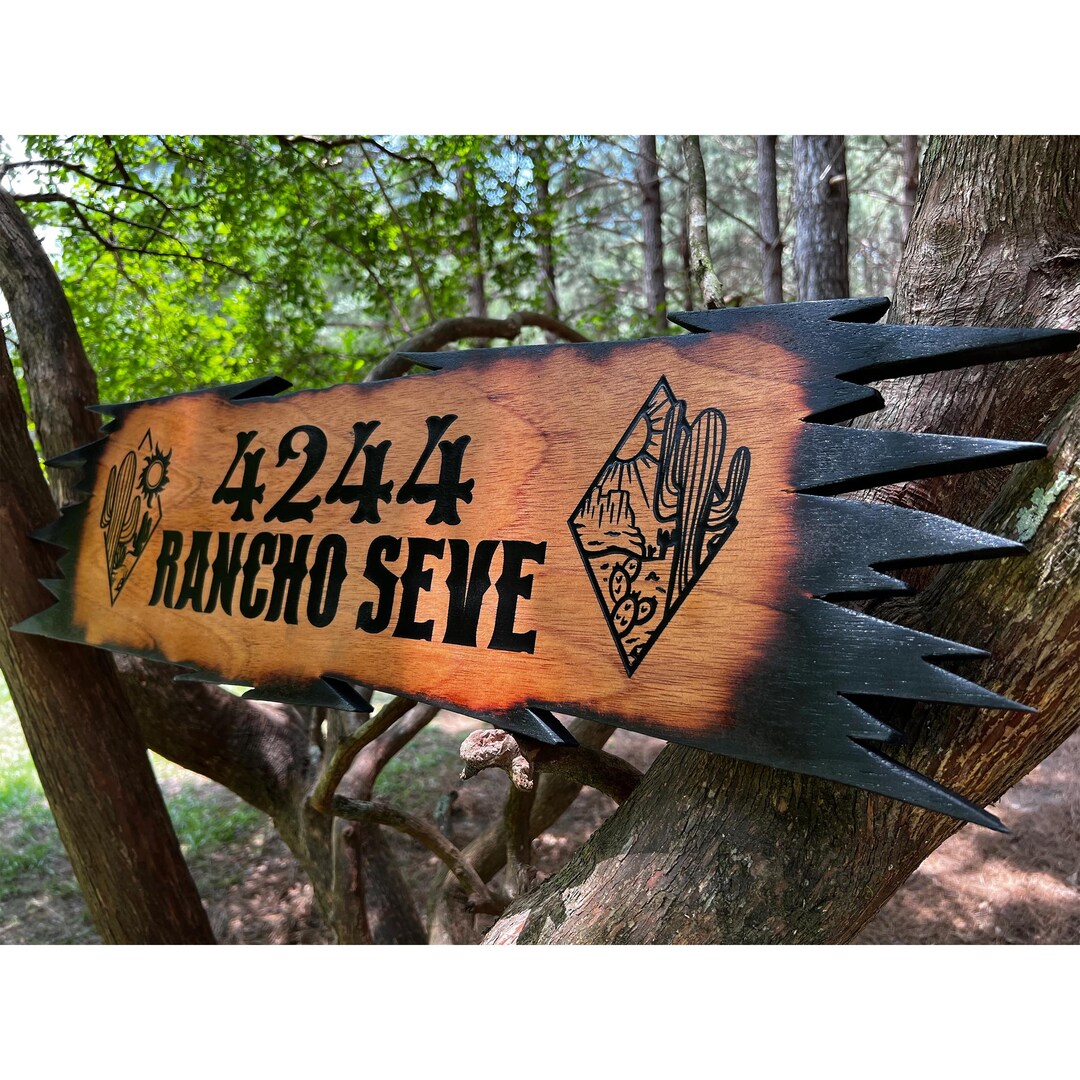 Personalized Desert Cactus Address Sign, Rustic Western Porch ...