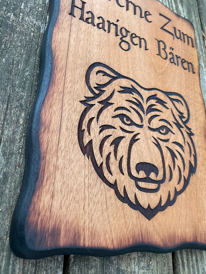 Personalized Rustic Bear Wood Sign Outdoor Cabin Name Sign | Etsy