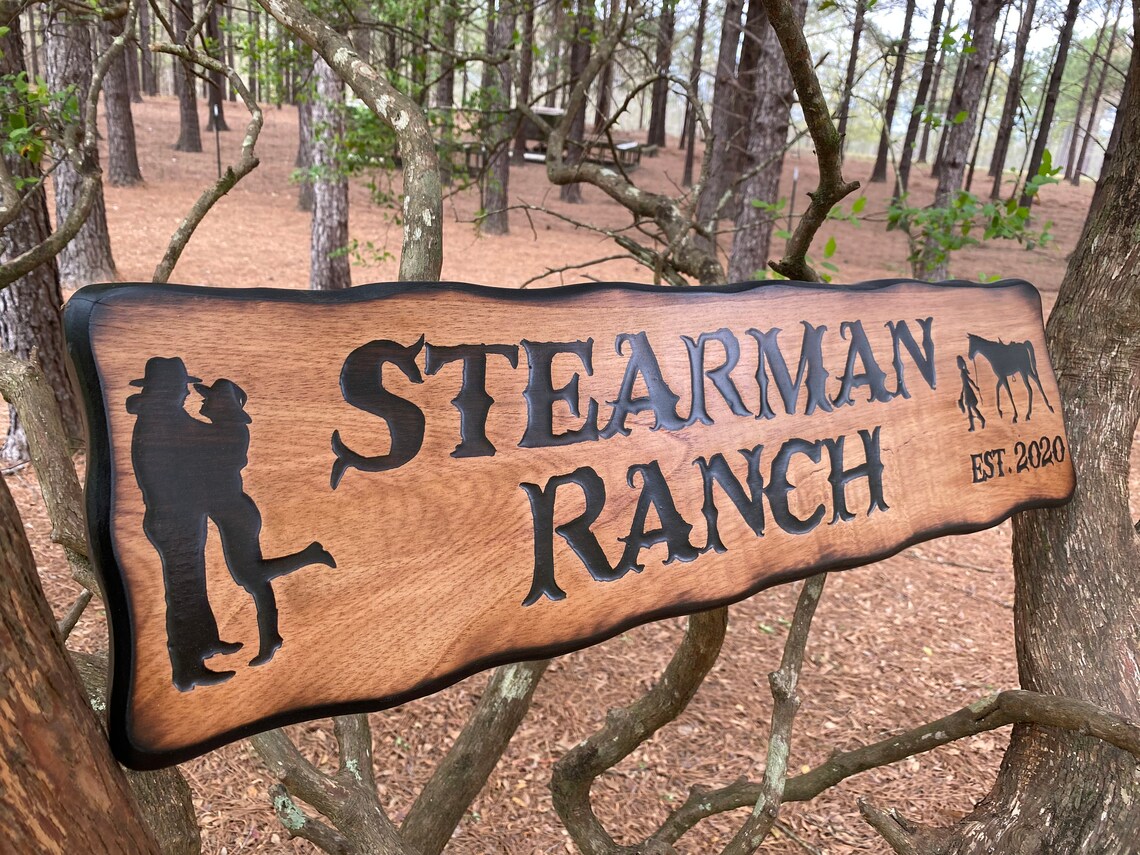 Outdoor Ranch House Wood Sign - Custom Western Wood Cowboy Rustic Decor ...