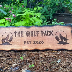 Wolf Western Wood Sign, Personalized Outdoor Wood Art, Cabin Welcome ...