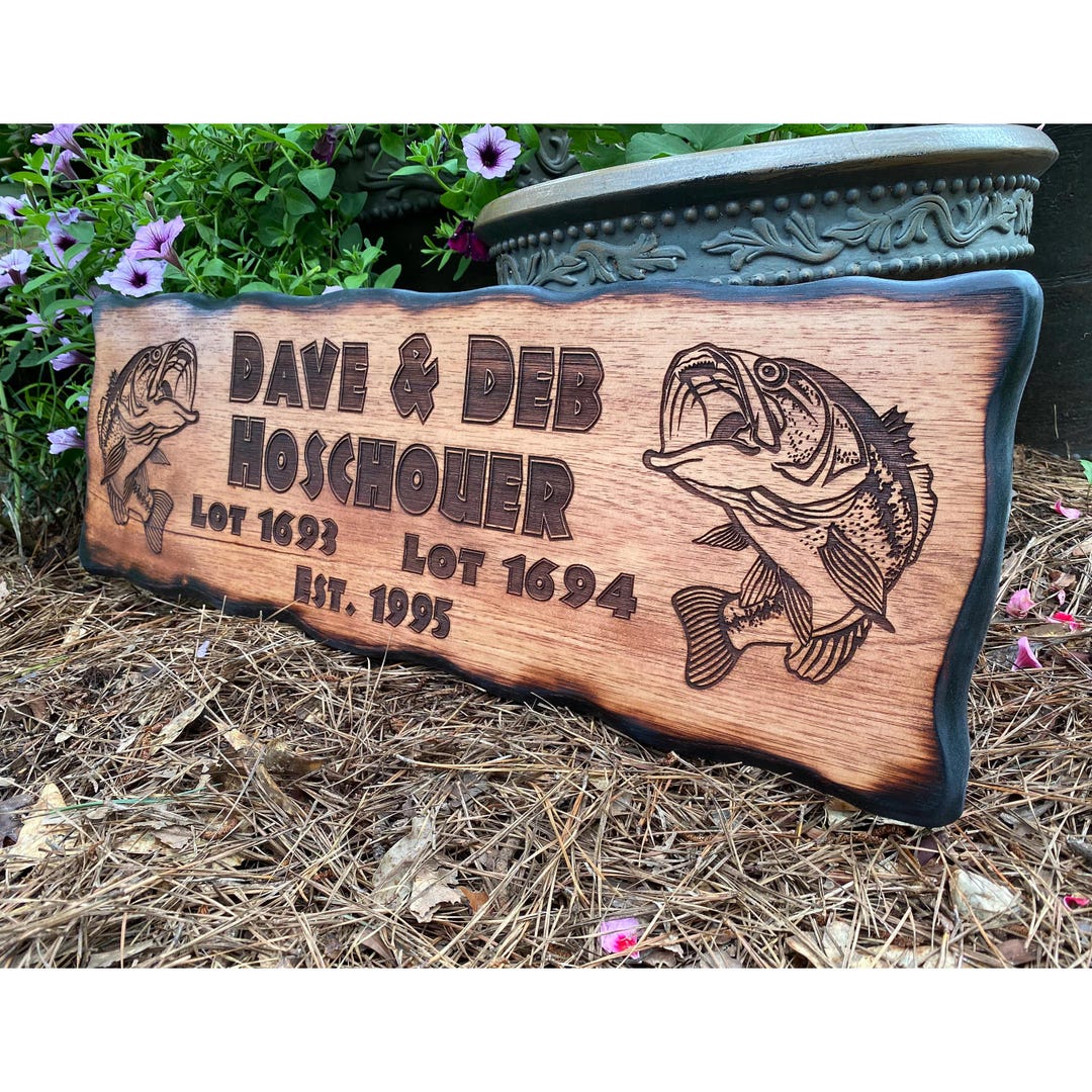 Outdoor Lake House Fishing Sign, Personalized Wood Decor, Custom ...