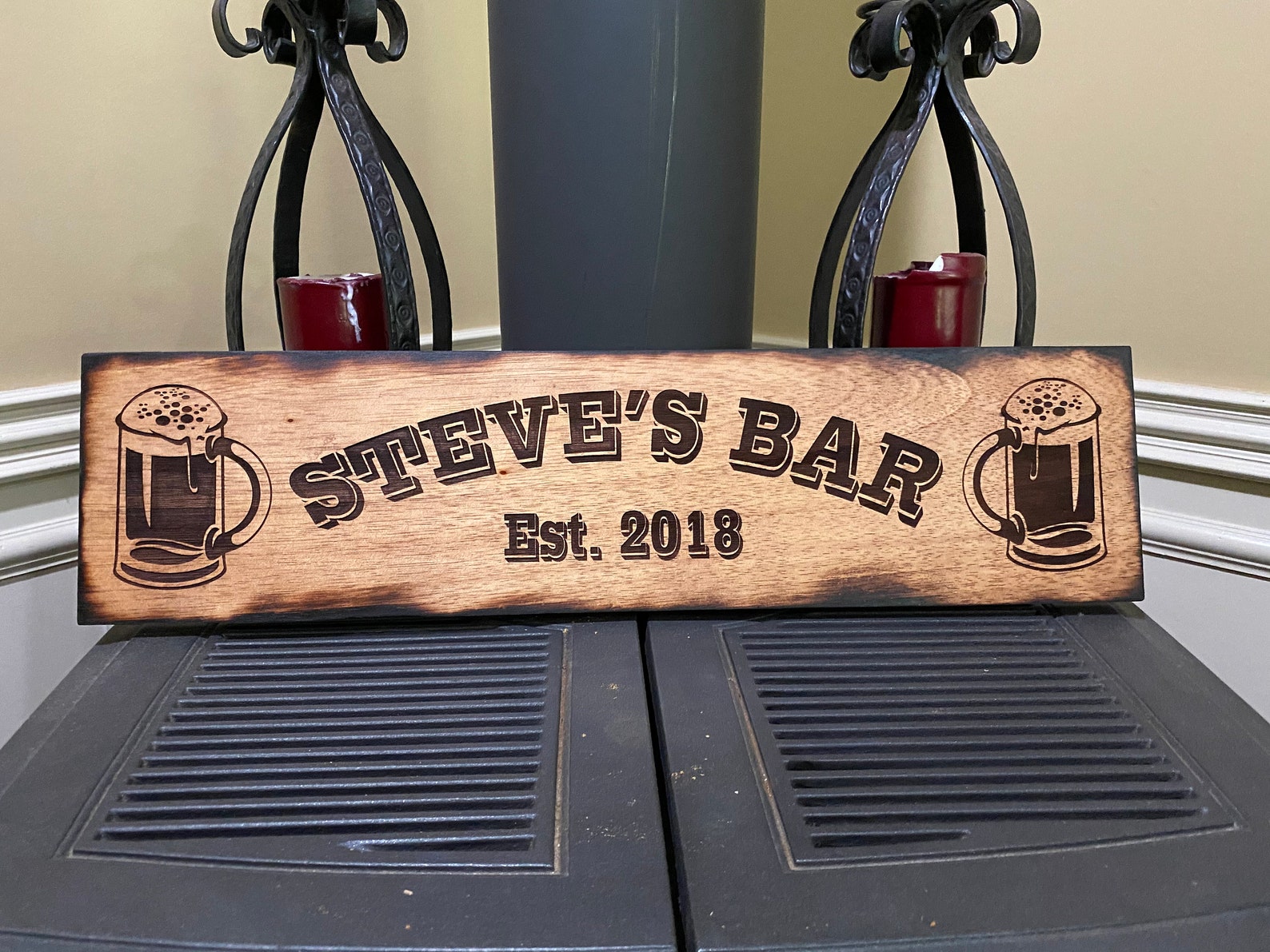 Custom Man Cave Rustic Sign, Personalized Beer Bar and Grill, Bar Name ...