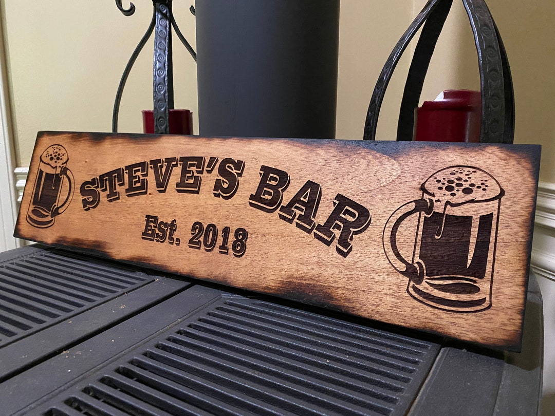 Custom Man Cave Rustic Sign, Personalized Beer Bar and Grill, Bar Name ...