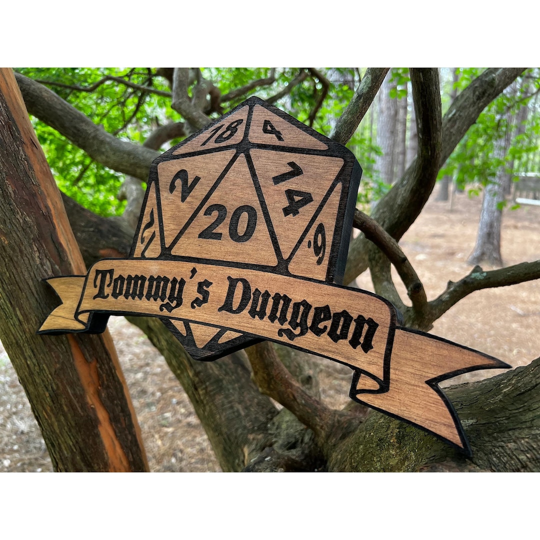 Personalized D20 Tavern Sign – Engraved Wood Dungeons and Dragons Decor ...