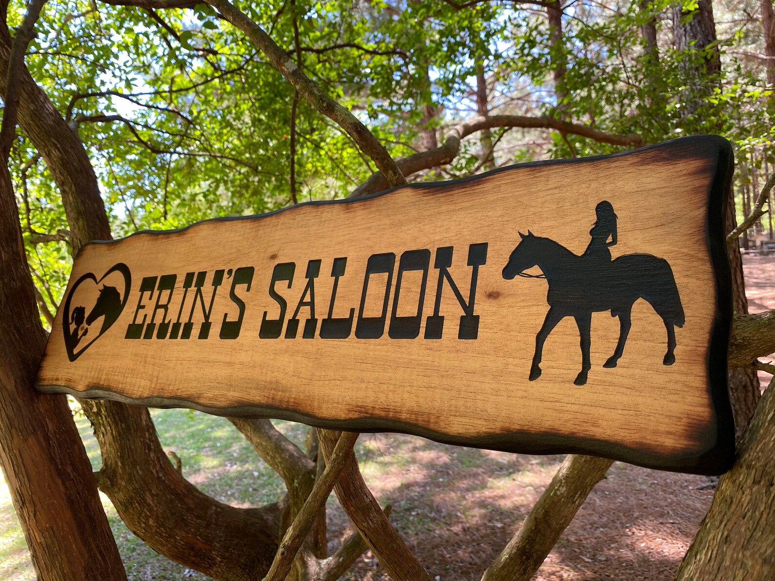 Rustic Wood Ranch Name Sign - Distressed Custom Hanging Western Cowboy ...