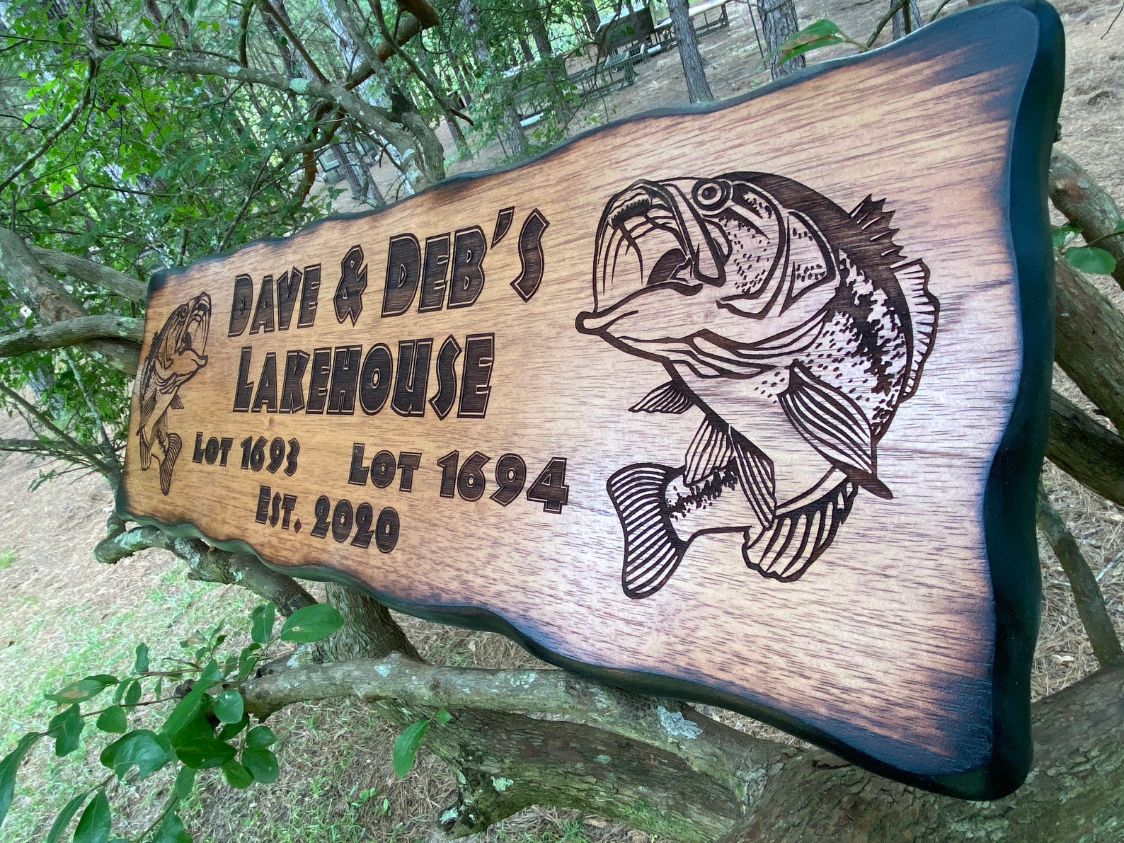 Outdoor Lake House Fishing Sign, Personalized Wood Decor, Custom ...