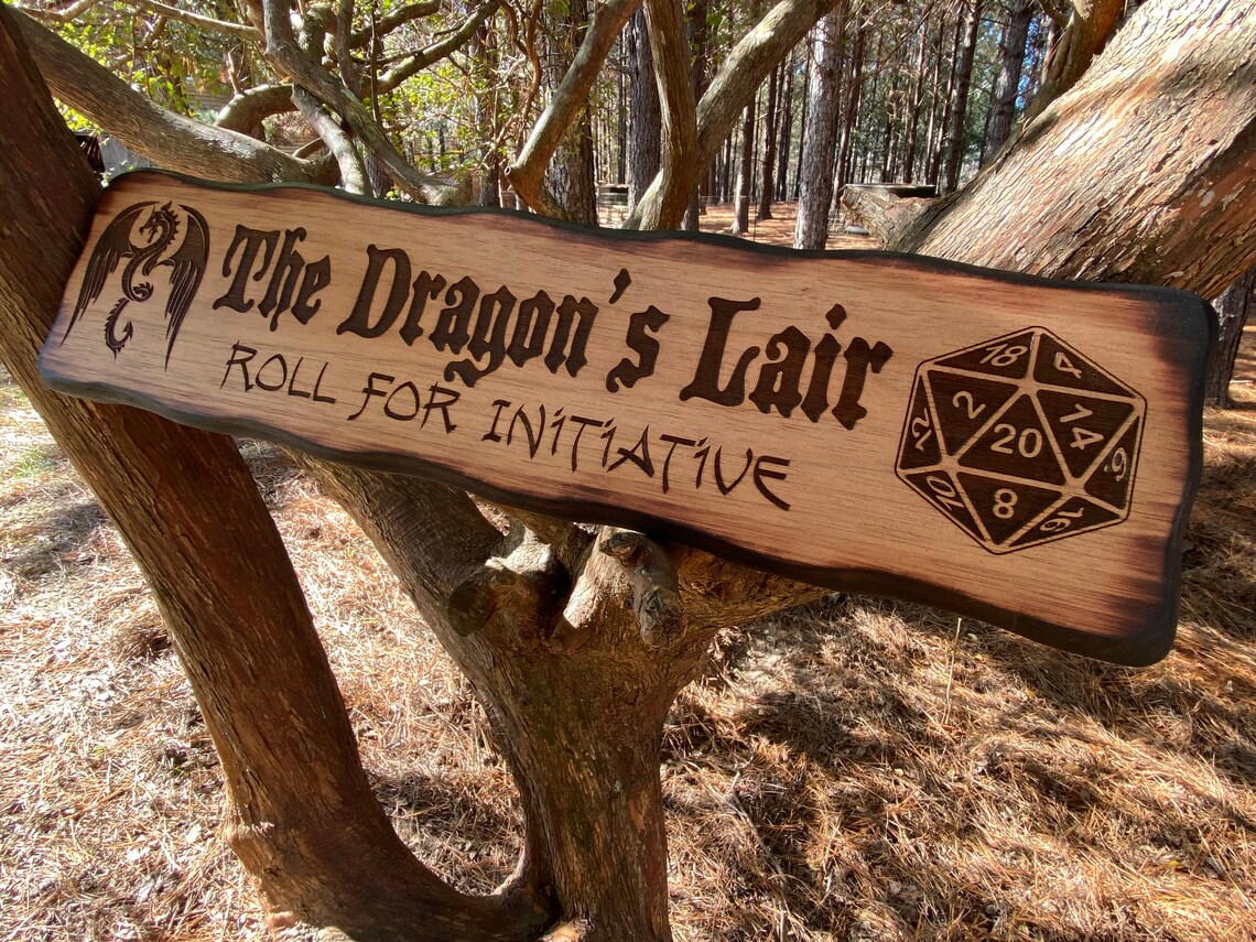 Dungeons and Dragons Wall Sign D20 and Dragon Personalized - Etsy