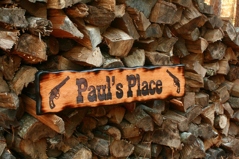 Personalized Western Wood Engraved Sign Pistol Custom Wall - Etsy