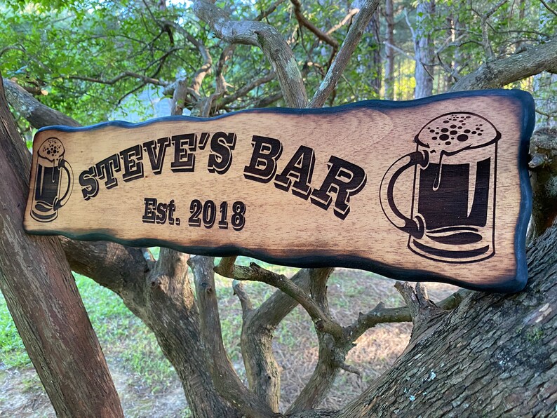 Personalized Bar and Grill Sign, Rustic Patio Decoration, Custom Man ...