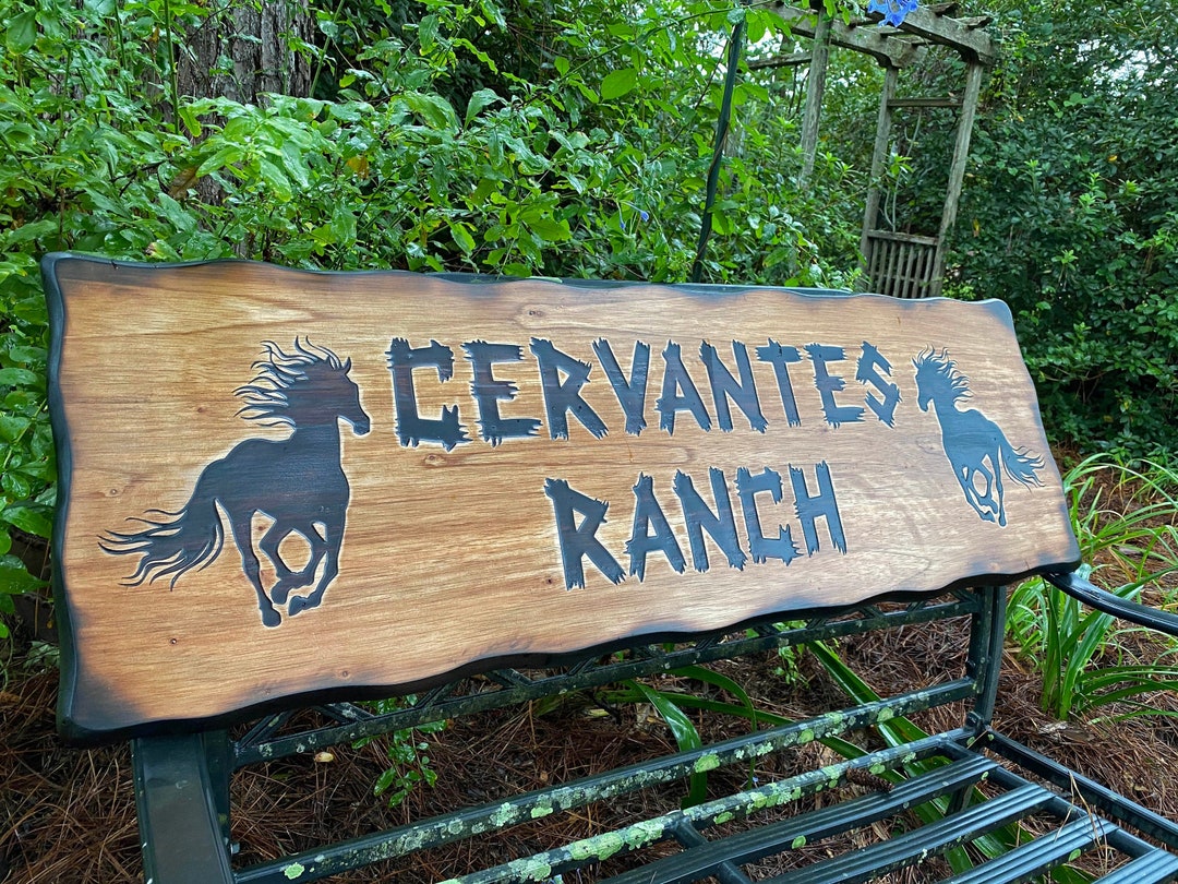 Outdoor Wood Western Horse Sign Custom Ranch House Decor Personalized ...