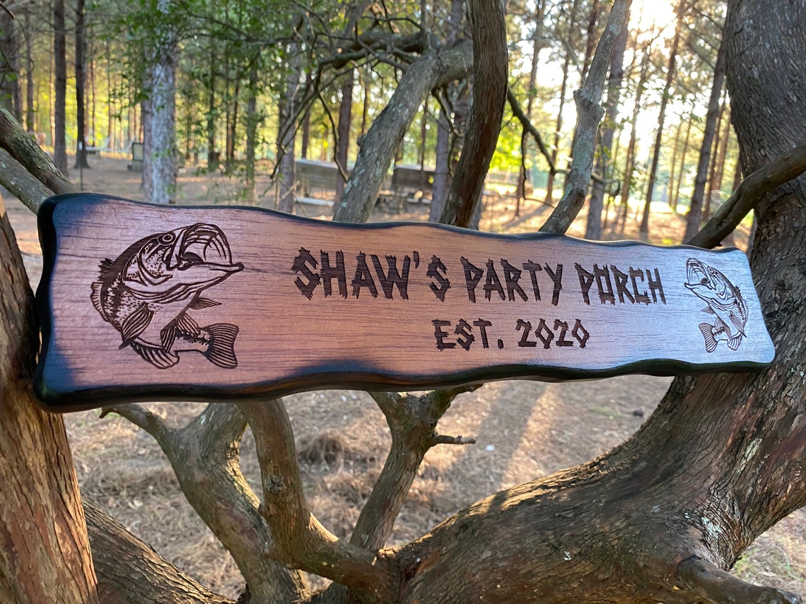 Wood Outdoor Lake House Sign, Fishing Lodge, Custom Carved Cabin Sign ...
