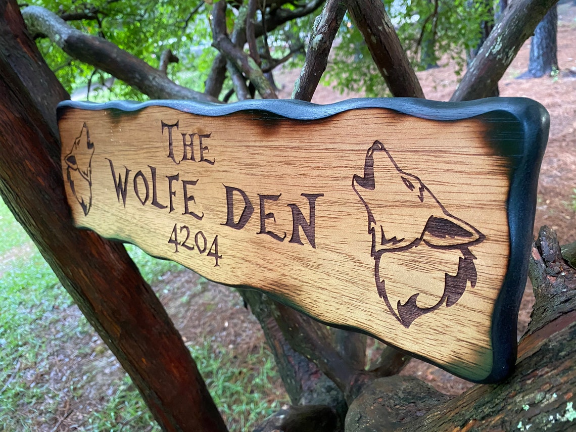 Personalized Wolf Western Address Sign Engraved Wood Welcome - Etsy