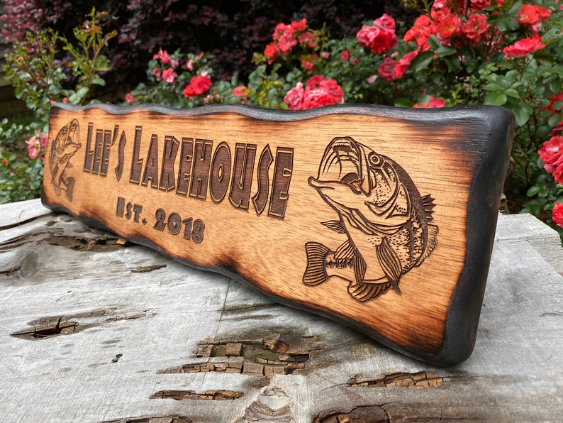 Oversized Lake House Wall Decor, Large Fish Wood Sign, Custom Carved ...