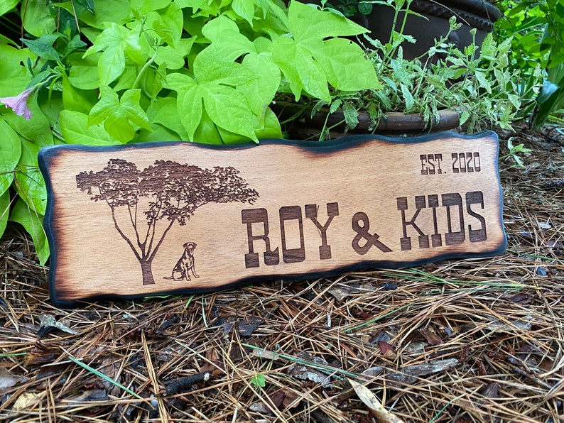 Personalized Western Tree Dog Decor, Outdoor Wood Sign, Lake House Wall ...