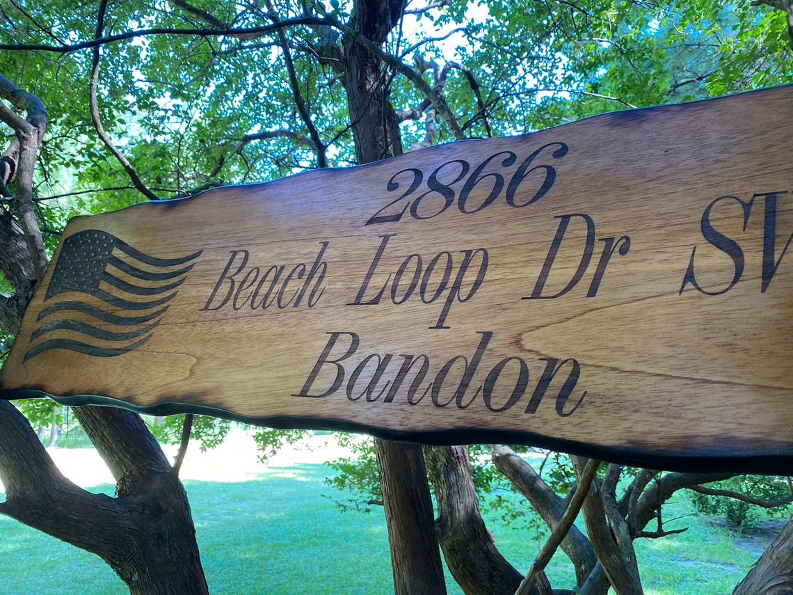 American Flag Wood Wall Decor - Rustic Western Address Sign - Custom ...