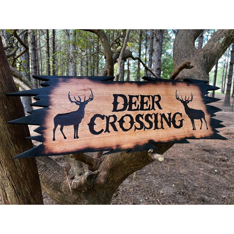 Personalized Deer Cabin Sign, Rustic Engraved Cedar Wood Decoration - Etsy