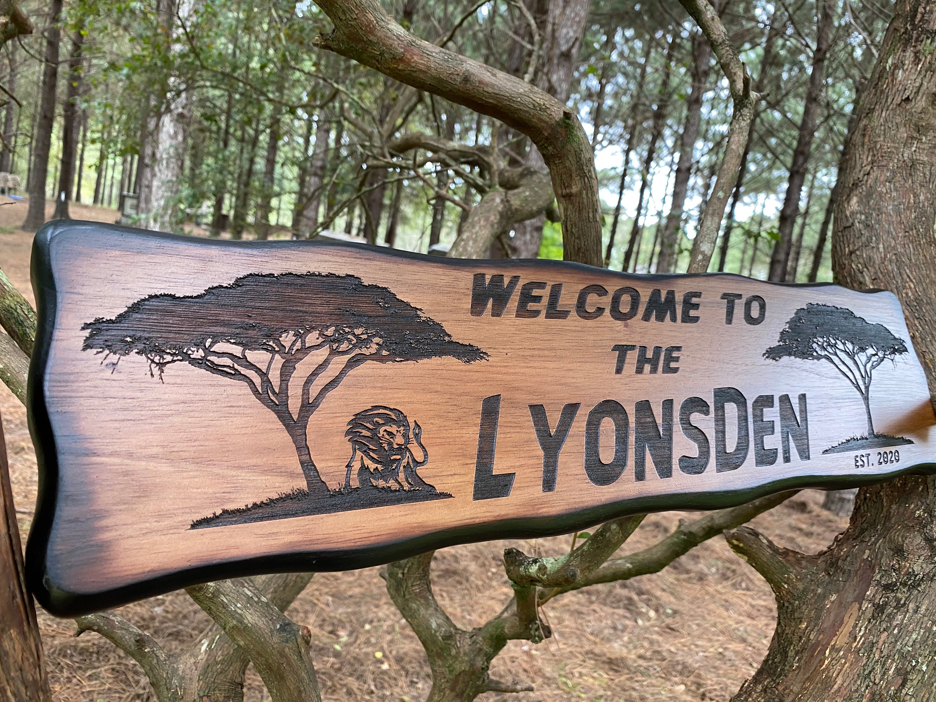 Custom Wood Lion Sign, Personalized Outdoor Wood Sign, Rustic Driveway ...