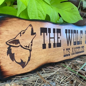 Personalized Wolf Western Address Sign, Engraved Wood Welcome, Rustic ...