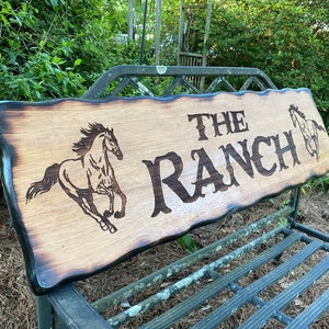 Western Ranch House Wood Sign - Custom Handmade Outdoor Welcome - Horse ...