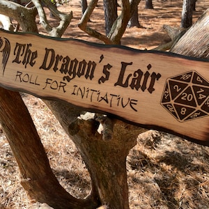 Dungeons and Dragons Wall Sign - D20 and Dragon - Personalized Dnd Gift ...