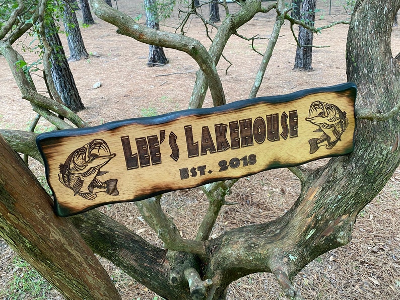 Oversized Lake House Wall Decor, Large Fish Wood Sign, Custom Carved ...