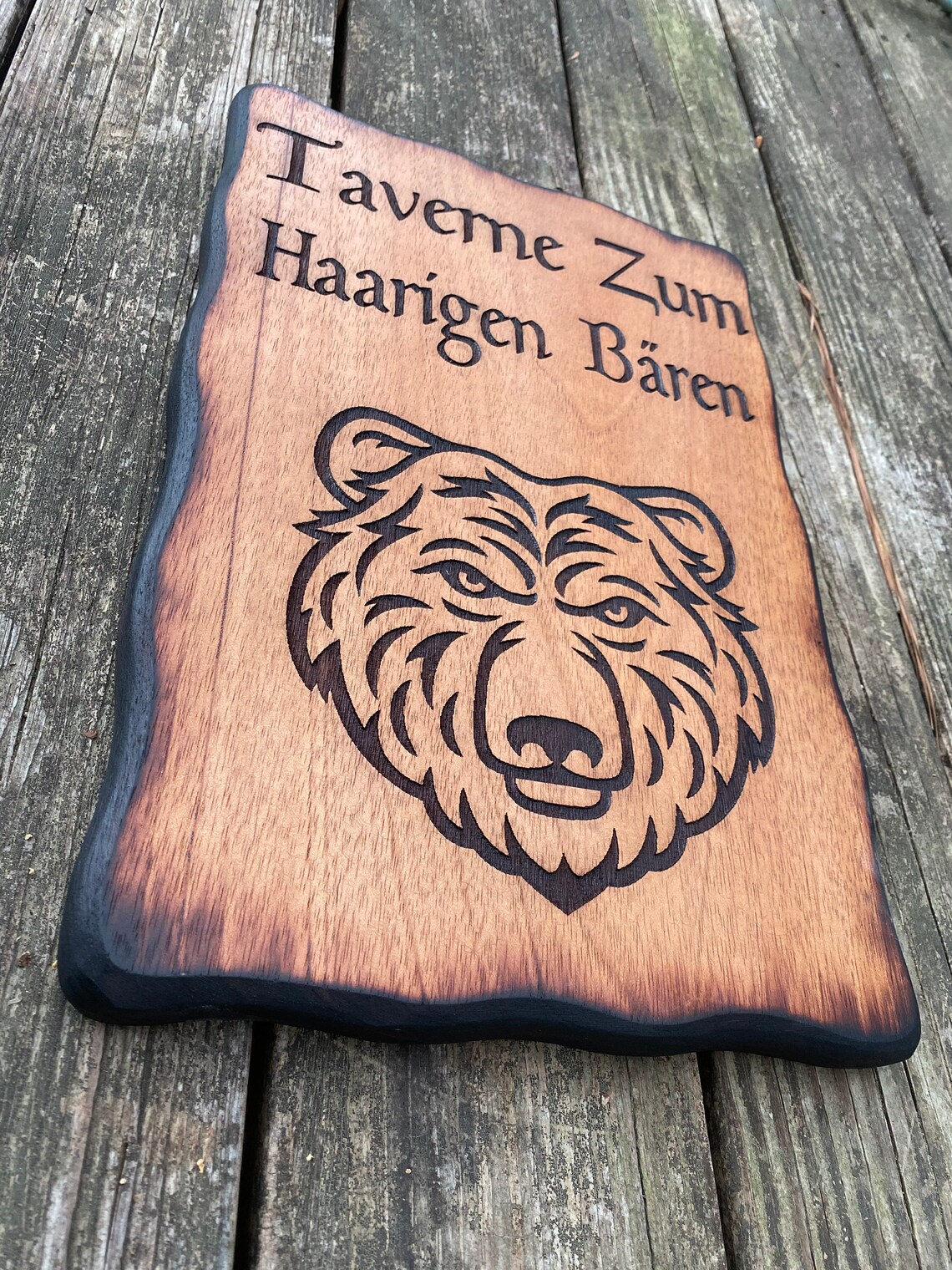 Personalized Rustic Bear Wood Sign Outdoor Cabin Name Sign | Etsy