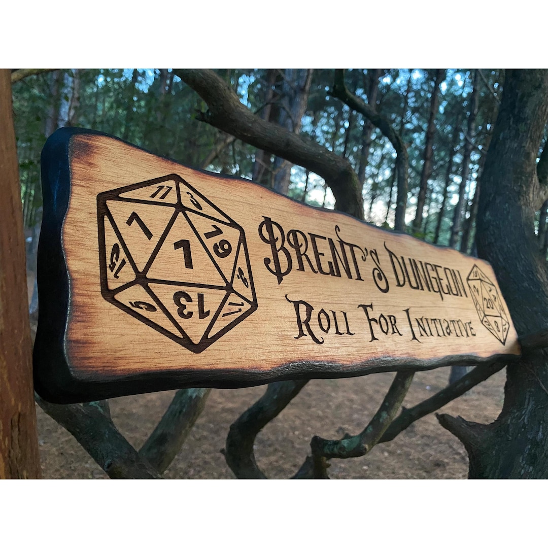 Personalized Dnd Rustic Dice Sign - Nat20 Nat1 - Dungeons and Dragons ...