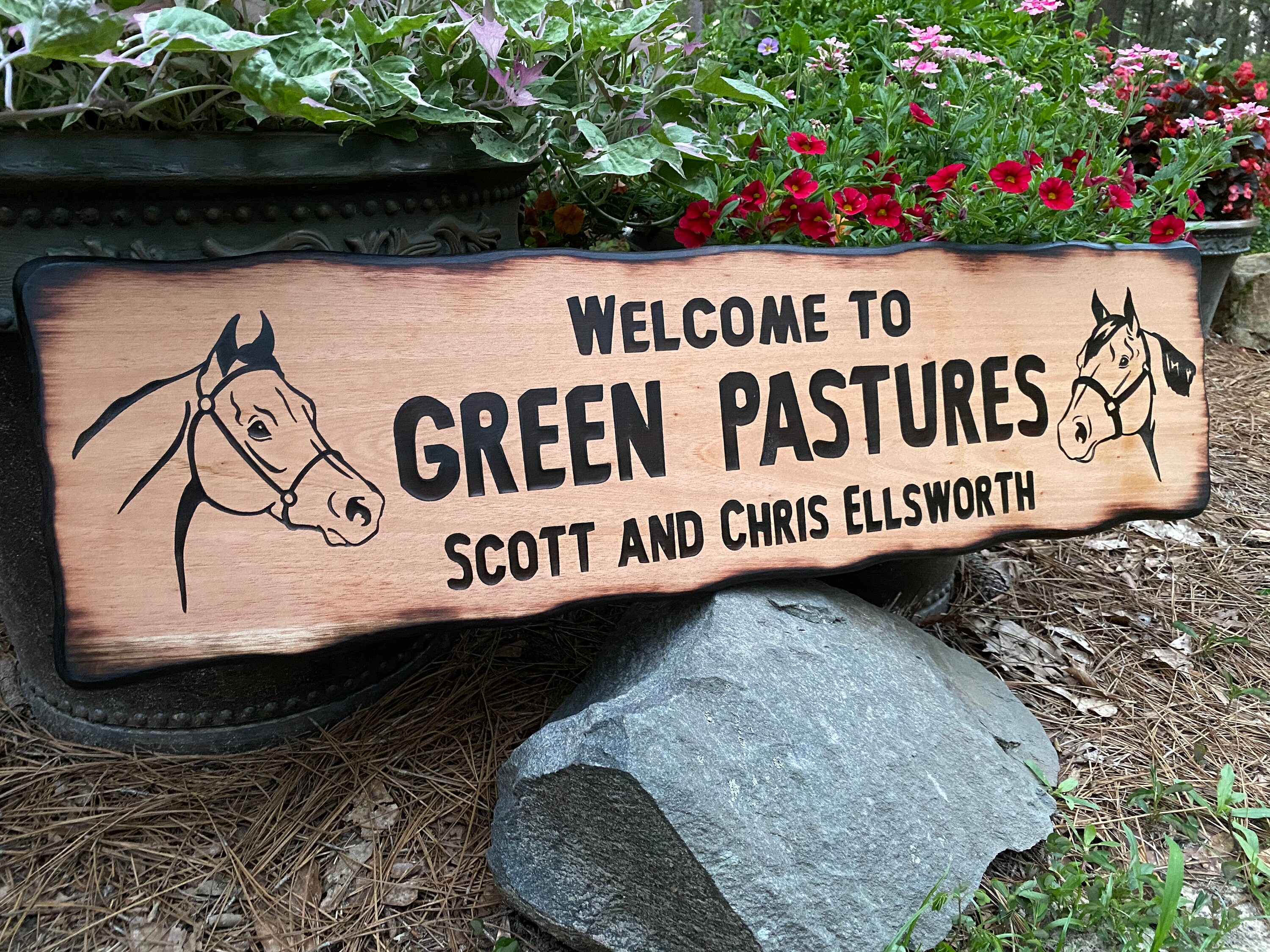 Western Wood Horse Ranch Sign - Outdoor Custom Rustic Horse House Decor ...