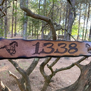 Rustic Ranch House Address Sign, Personalized Wood Western Horse ...