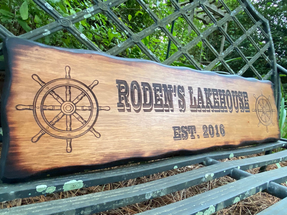 Outdoor Nautical Ship Wood Signpersonalized Rustic Lake House - Etsy