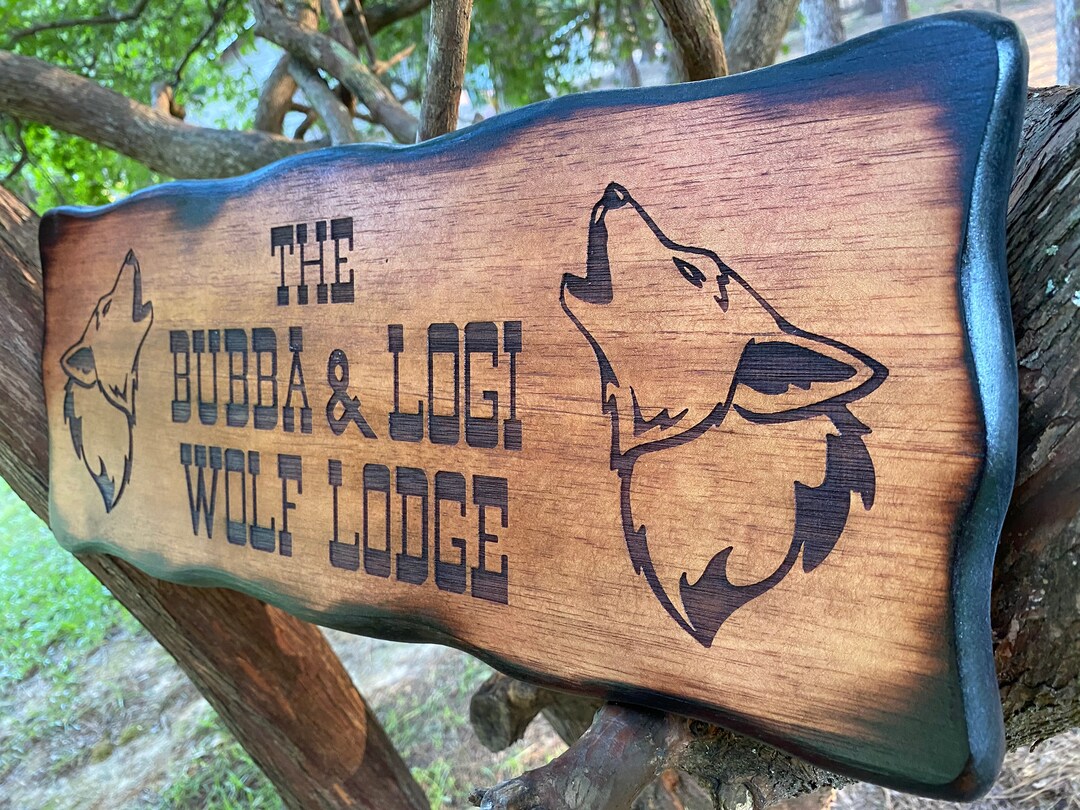 Personalized Wolf Western Address Sign, Engraved Wood Welcome, Rustic ...