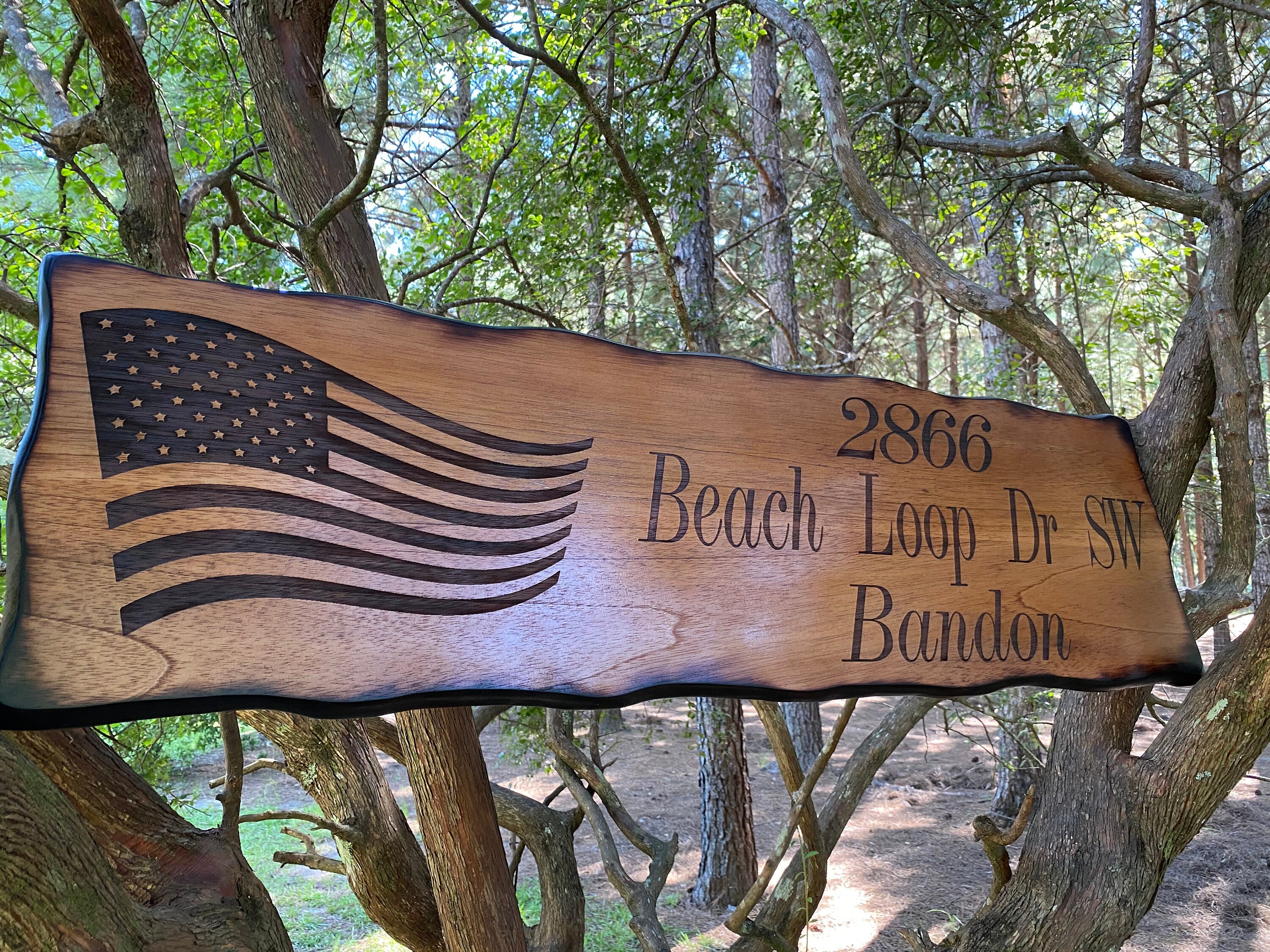 American Flag Wood Wall Decor Rustic Western Address Sign - Etsy