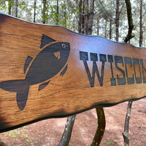 Personalized Wood Outdoor Fish Sign, Custom Lake House Fishing Sign ...