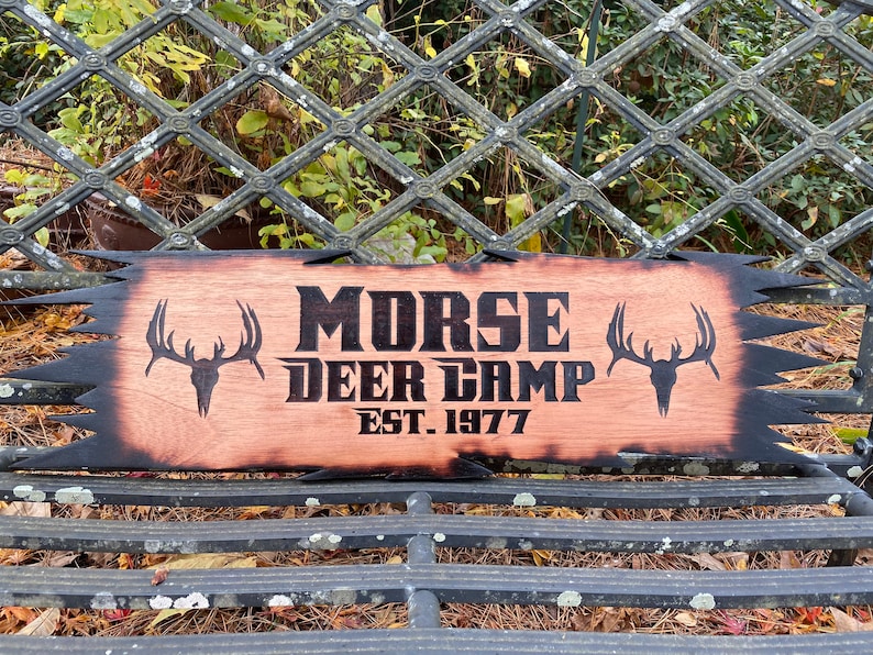 Personalized Wood Western Address Sign Custom Deer Antler - Etsy