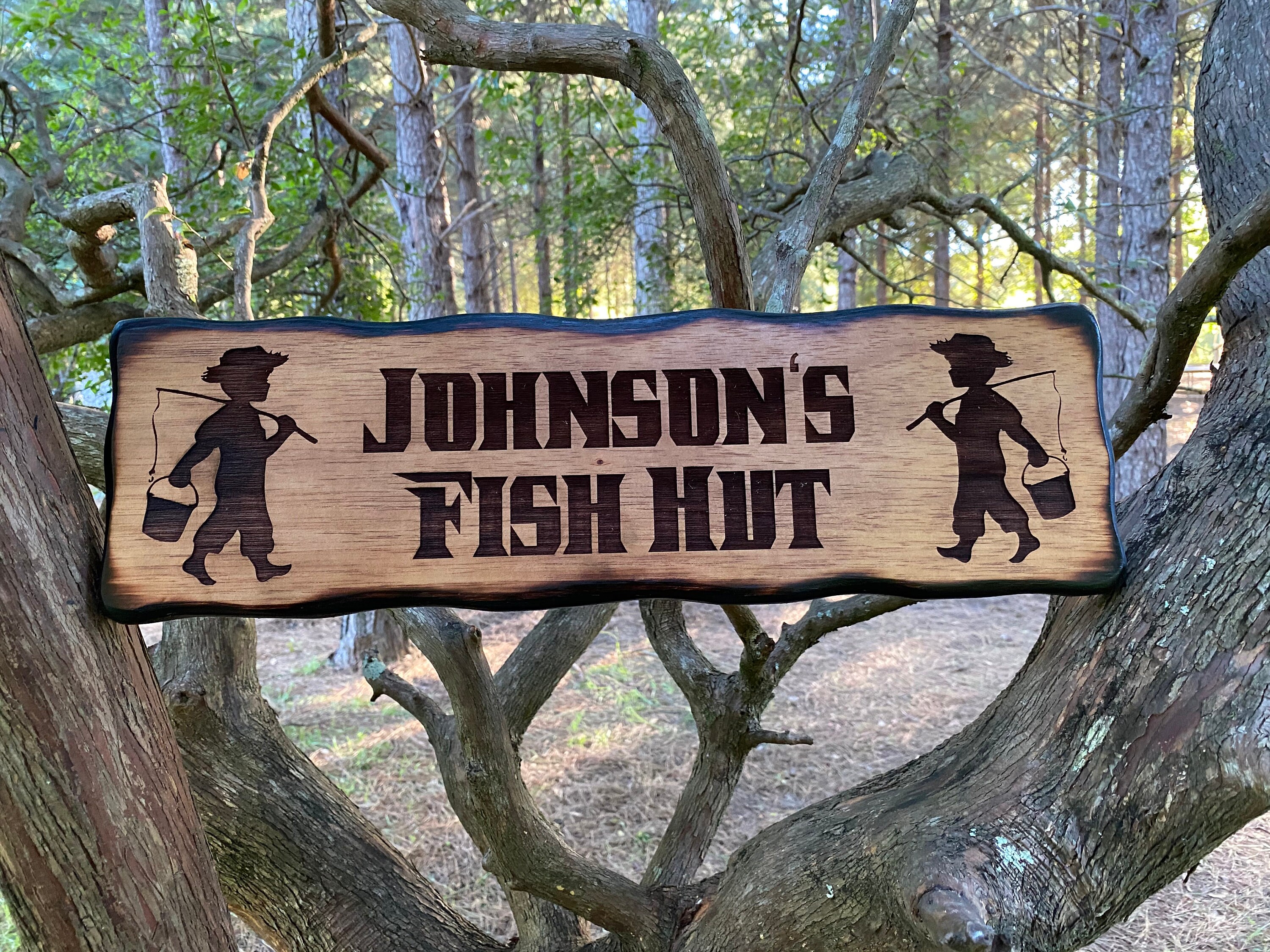 Personalized Fish Cabin Wood Sign Custom Outdoor Western | Etsy