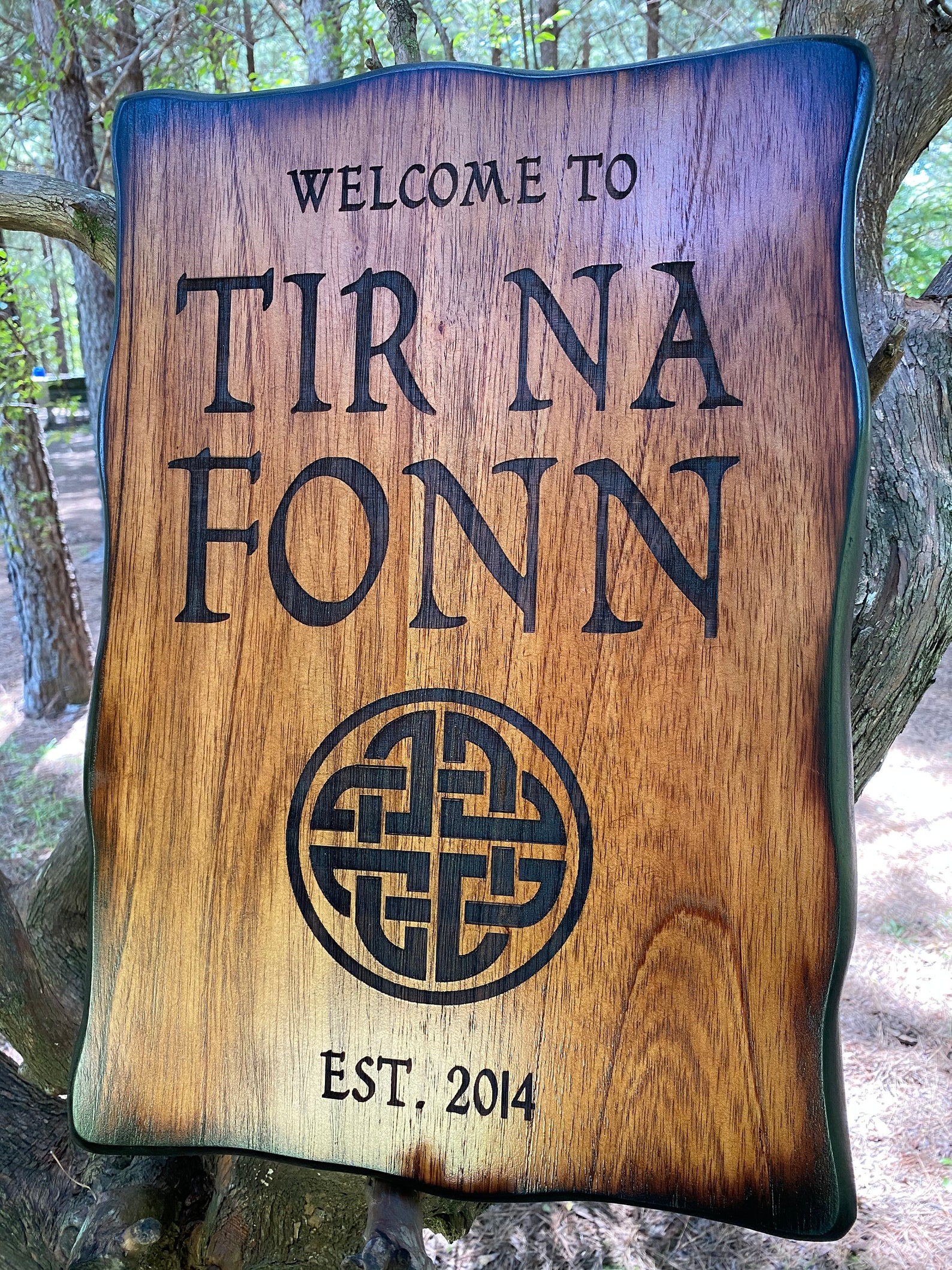 Personalized Rustic Engraved Wood Sign, Logo Wall Art, Celtic Knot, D&D ...