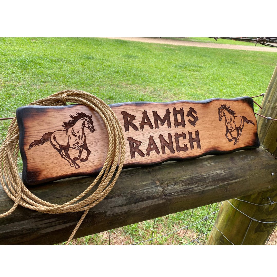 Western Ranch House Wood Sign - Custom Handmade Outdoor Welcome - Horse ...