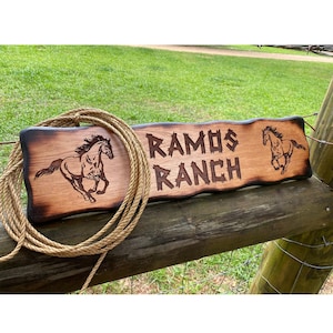 Western Ranch House Wood Sign - Custom Handmade Outdoor Welcome - Horse ...