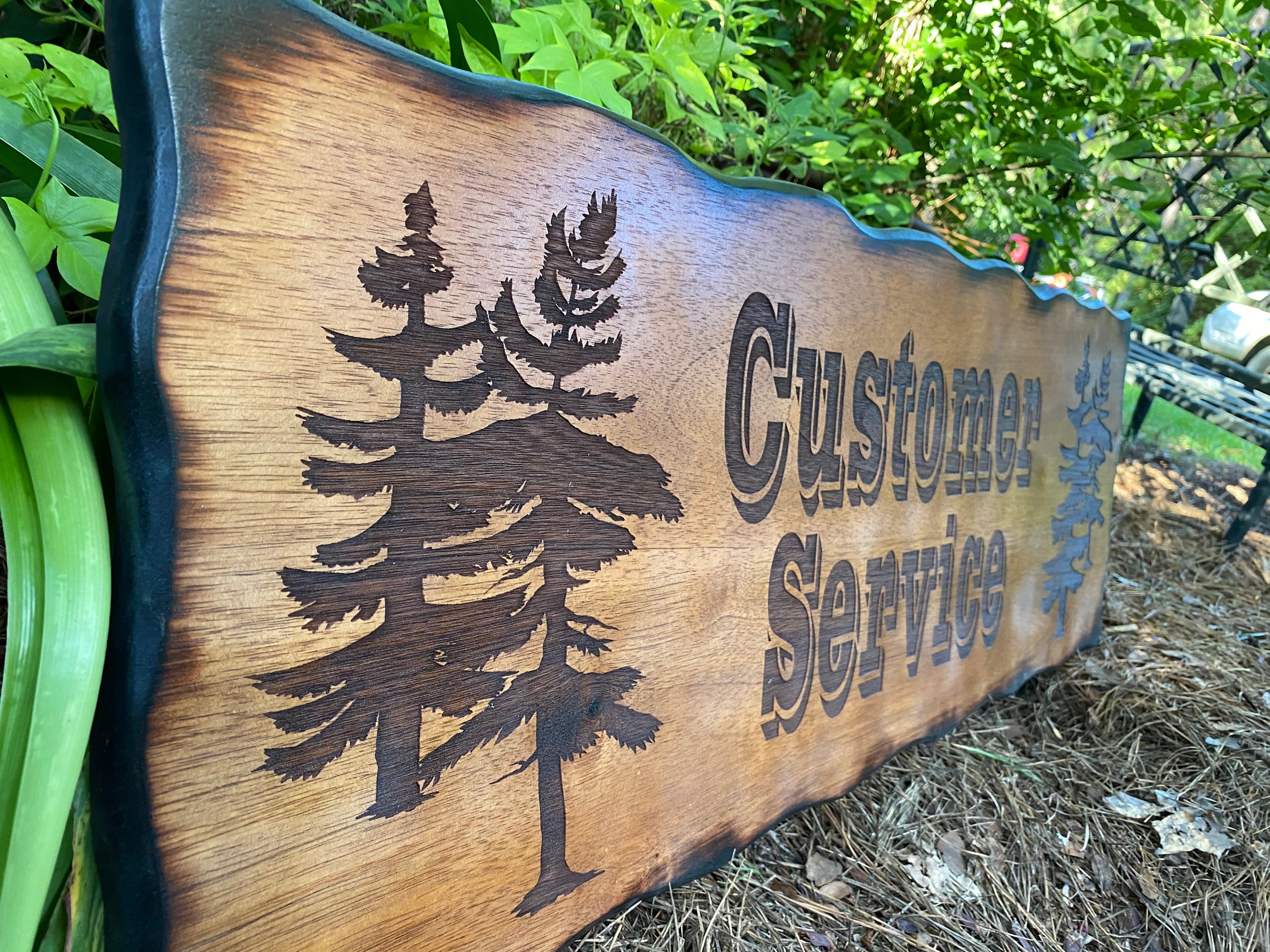 Rustic Tree Forest Wood Sign , Outdoor Custom Engraved Address, Cabin ...